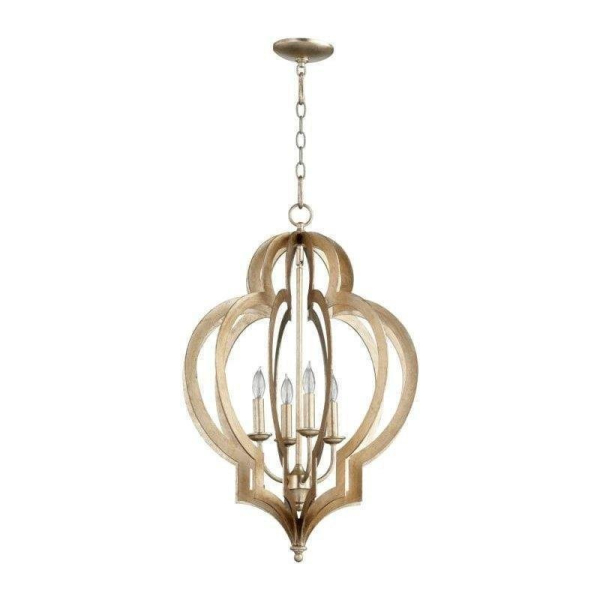Cyan 4-Light Silver Leaf Chandelier | DelMarFans.com