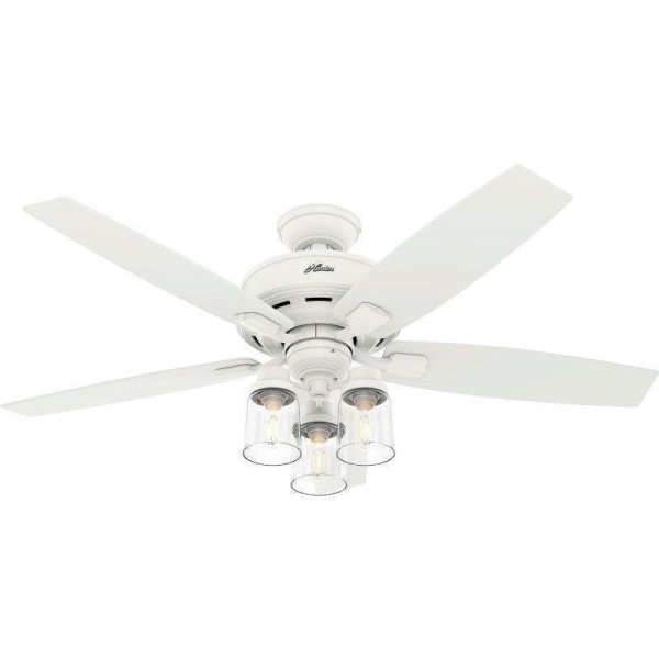 Hunter 50281 Bennett 52 Inch Matte White Ceiling Fan With LED Light ...
