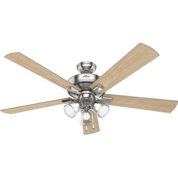 Hunter 51097 Crestfield 60 Inch Brushed Nickel Ceiling Fan with LED ...
